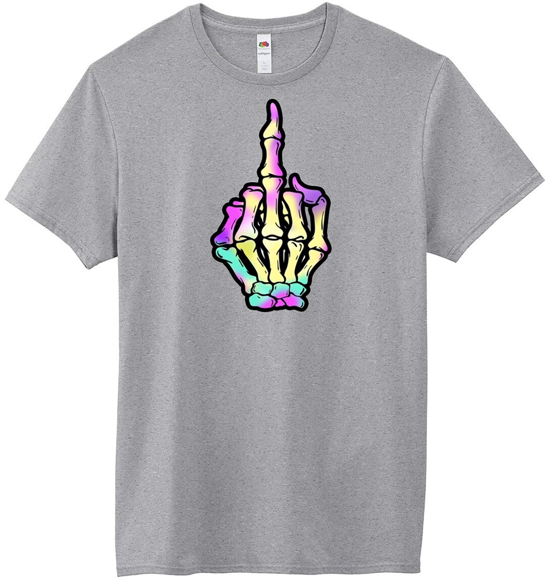Rainbow Bones Middle Finger Short Sleeve Unisex T Shirt. New - Etsy