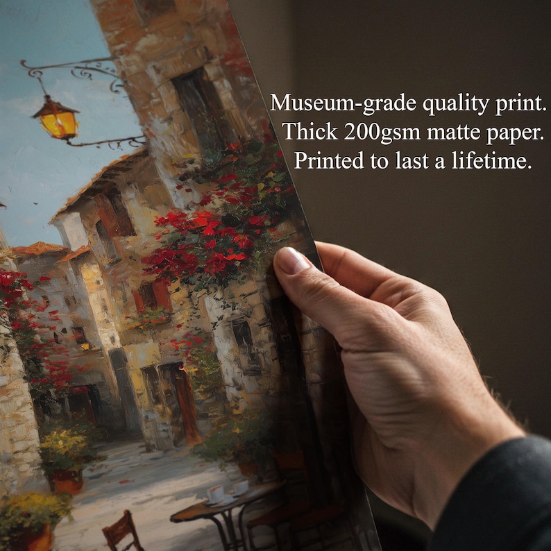Italian Street Painting, European Village Cafe Alley Art Print - Etsy