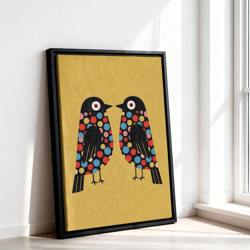 Folk Art Birds Print, Whimsical Scandinavian Style Wall Art - Etsy