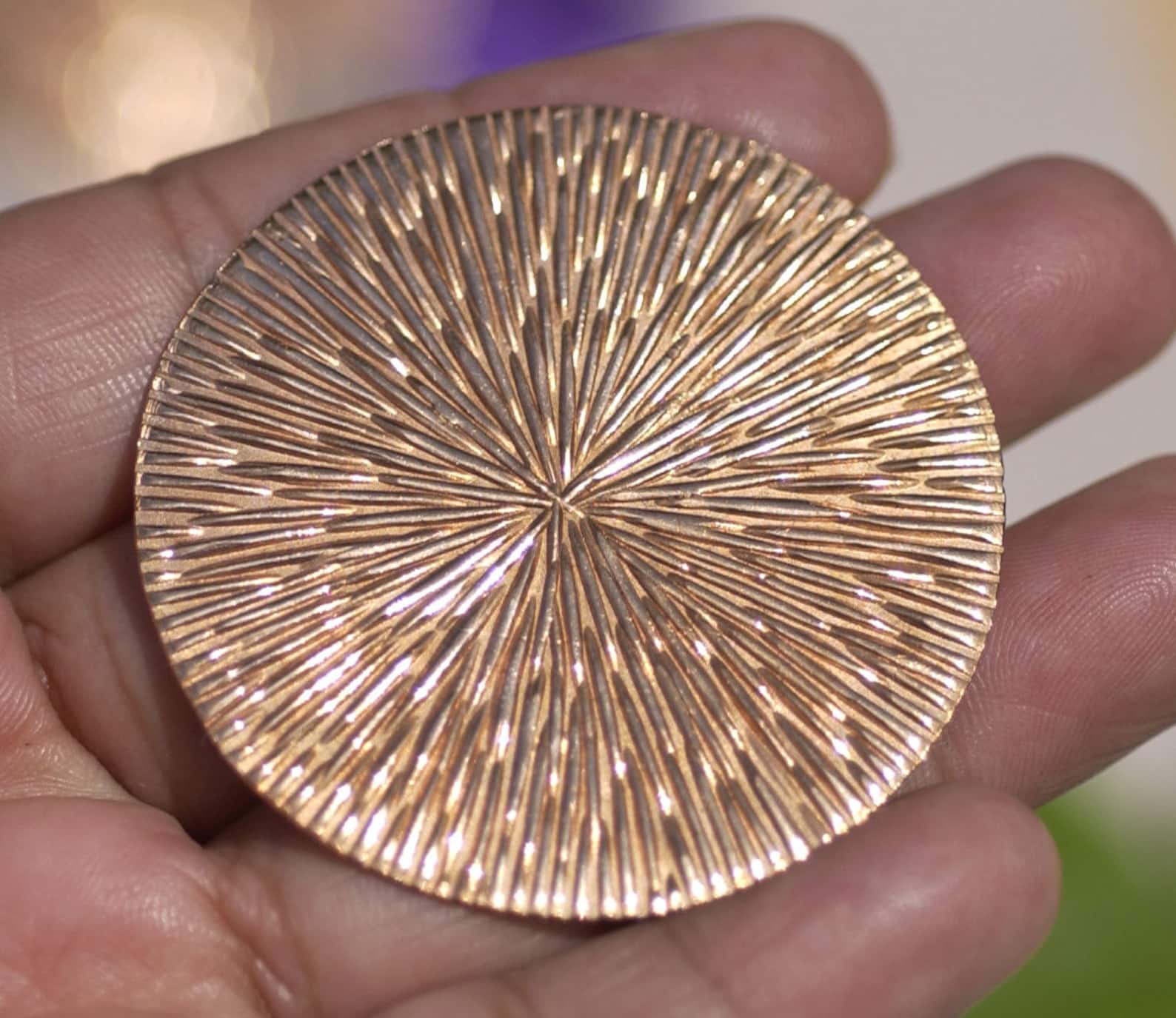 Solid Copper Blank Radiating Sun Pattern Round Disc 45mm 24g | Etsy