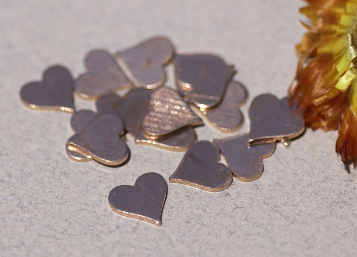 Tiny Metal Heart Charms: Copper, Brass, Bronze, Nickel Silver (8 Pieces ...