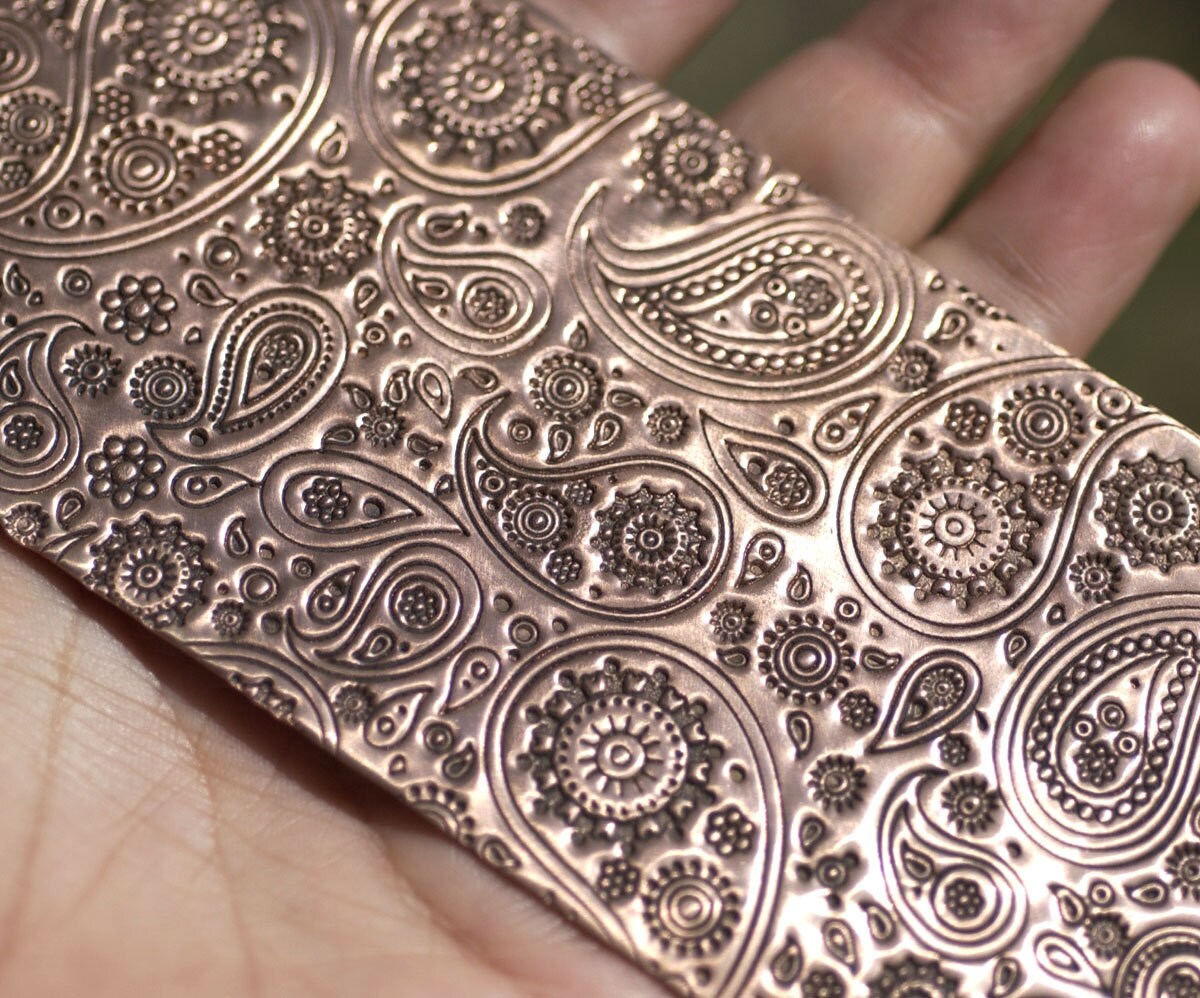 Textured Copper Metal Sheet: Paisley Pattern, 24 Gauge (6 X 2 1/4 ...