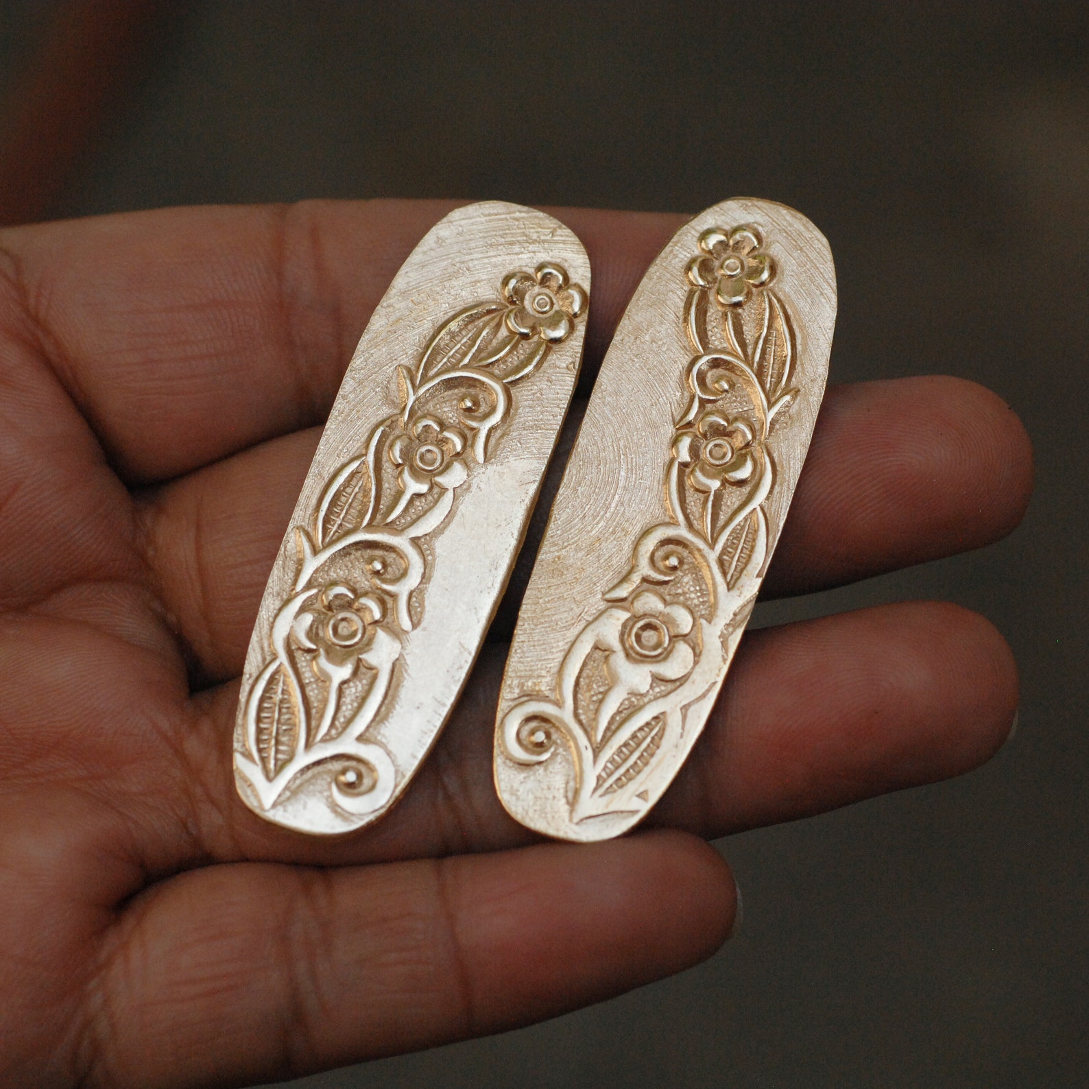 Oval Shapes W/ Floral Texture Metal Blanks - Solid Bronze - Etsy