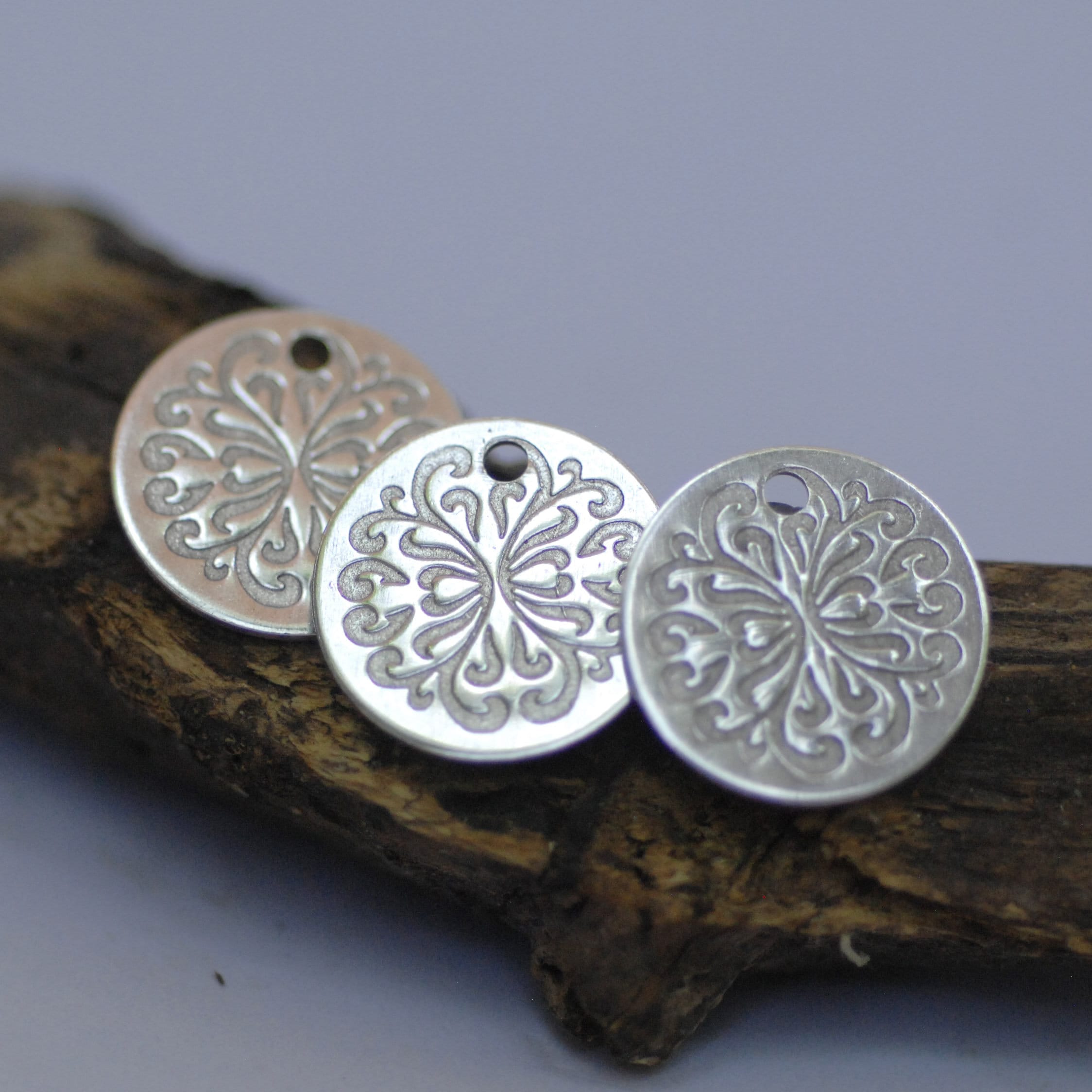 Round Disc Shaped Metal Charms With Holes Sterling Silver | Etsy