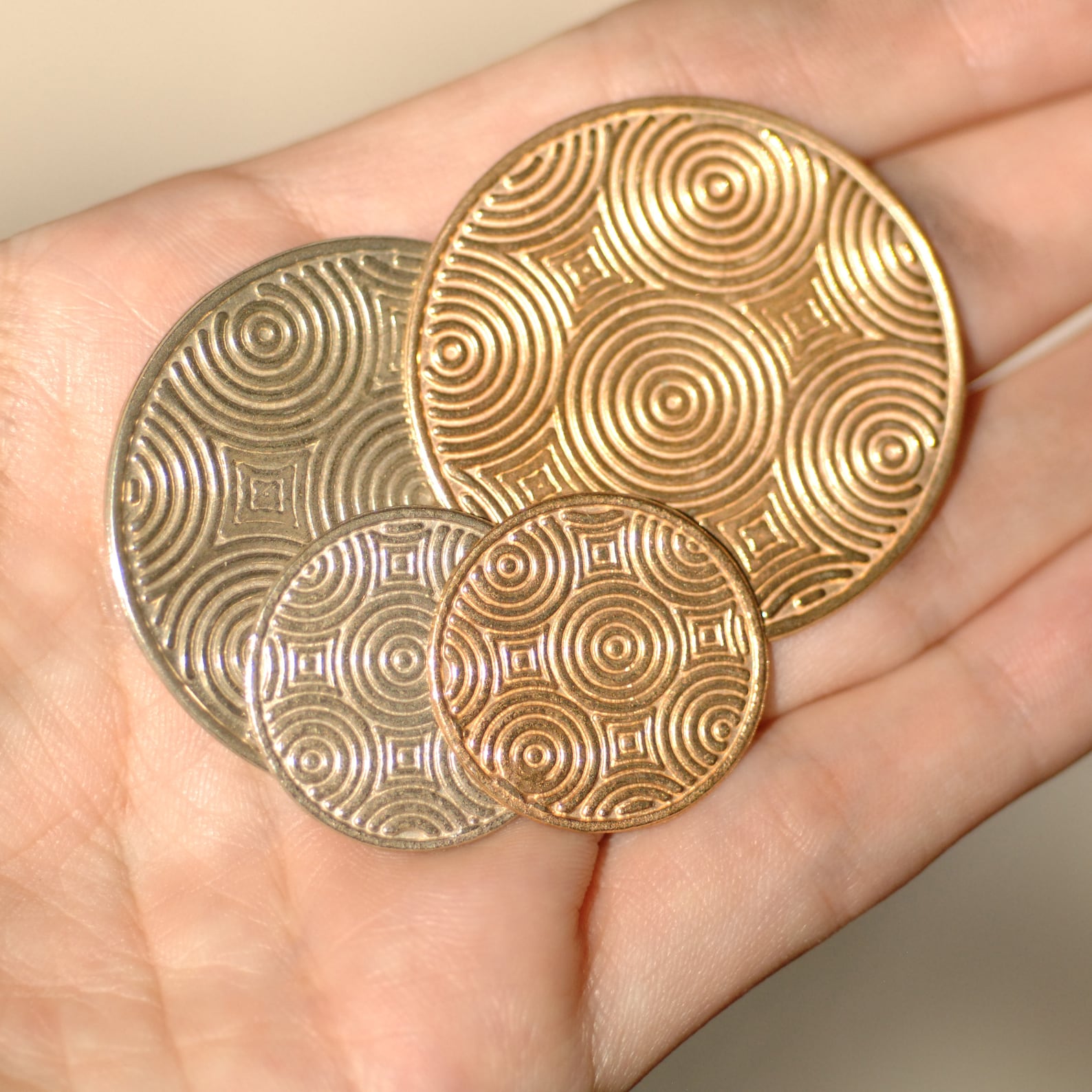 Solid Bronze Textured Round Disc, Patterned Pendant Disk, 1 5/8" 40mm ...