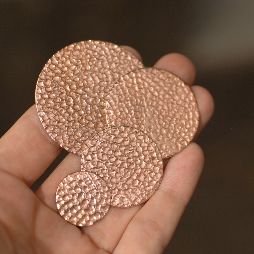 Solid Copper Round Disc Blanks 24 Gauge 24g Hammered Texture - Etsy