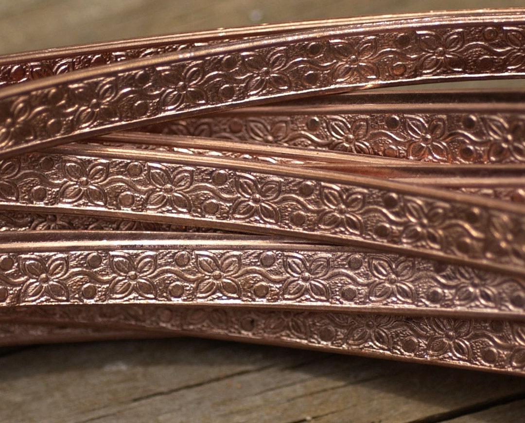 Copper Patterned Wire: 7mm Wide Flat Metal for Rings & Bracelets - Etsy