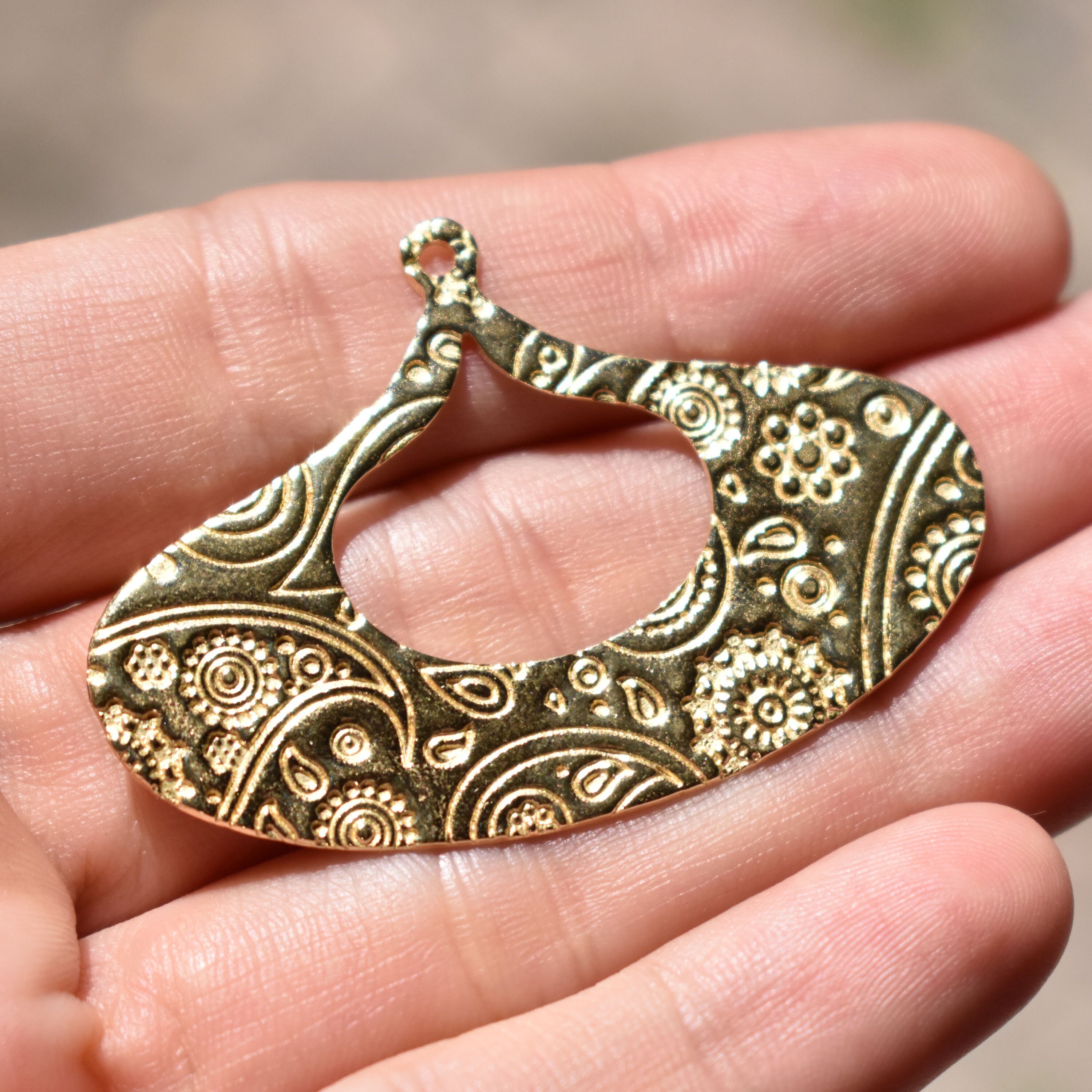 Solid Copper Shapes Paisley Wide Teardrop Hoops Metal Blanks | Etsy