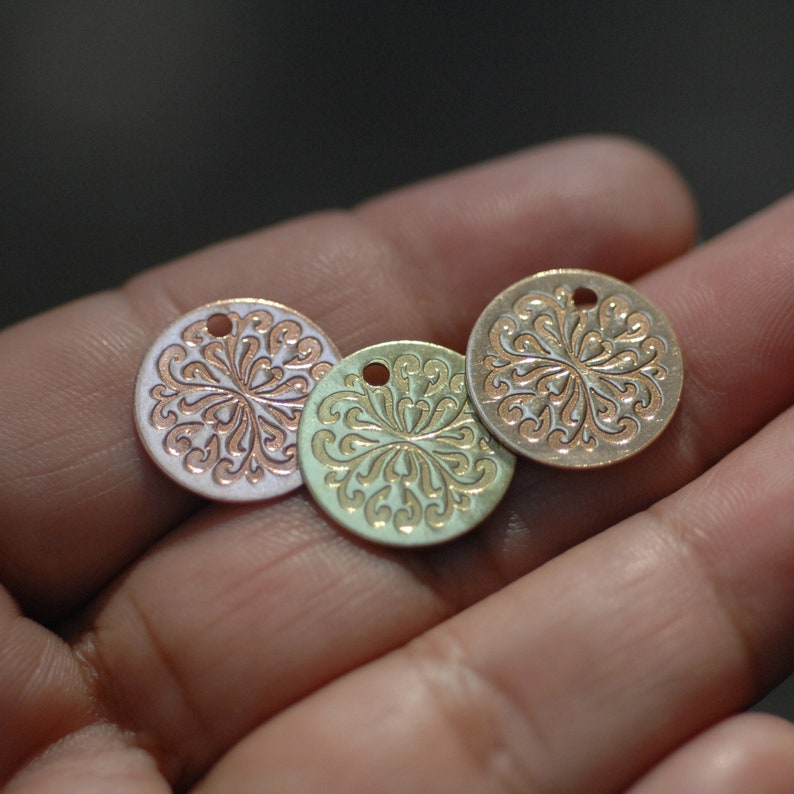Round Disc Shaped Metal Charms With Holes Stamped With - Etsy