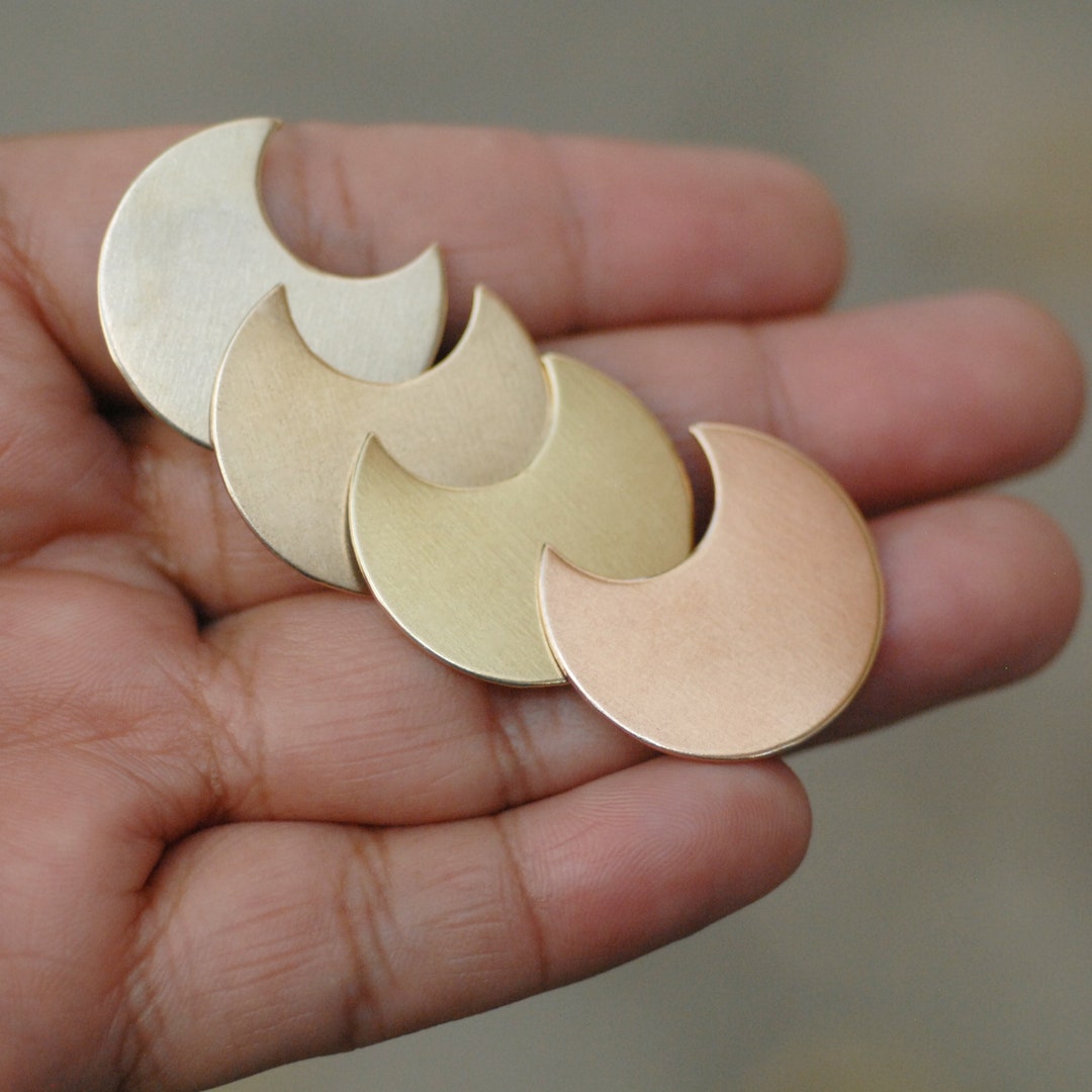 Crescent Moon Shaped Metal Blanks 22mm X 24mm Copper, Brass, Bronze ...