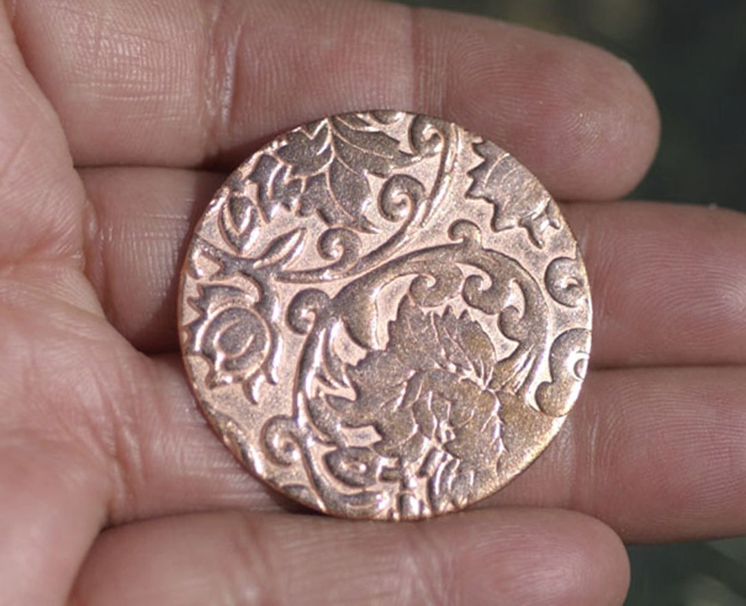 Solid Copper Discs 25mm 22 G Texture Lotus Pattern 6 Pieces - Etsy