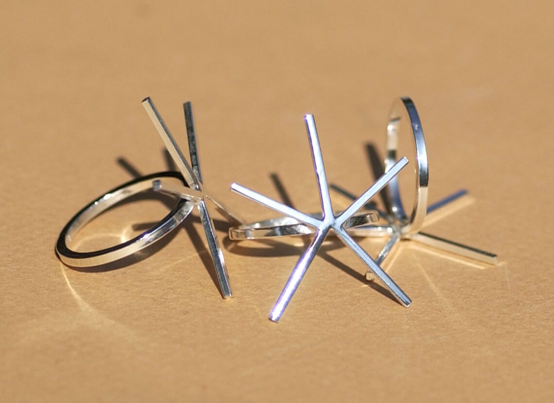 Sterling Silver Handmade Claw Ring Square Wire Setting 100% | Etsy