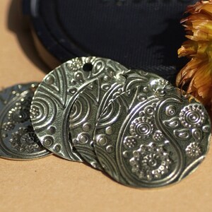 Solid Bronze Blank Round Disc W/ Paisley Texture 25mm 26G Embossed ...