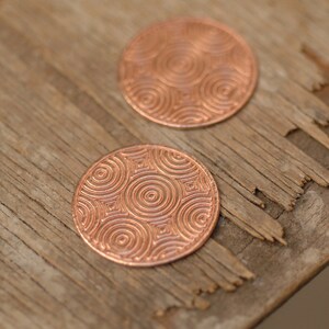 Solid Bronze Textured Round Disc, Patterned Disk, 11/12" 24mm Circle ...