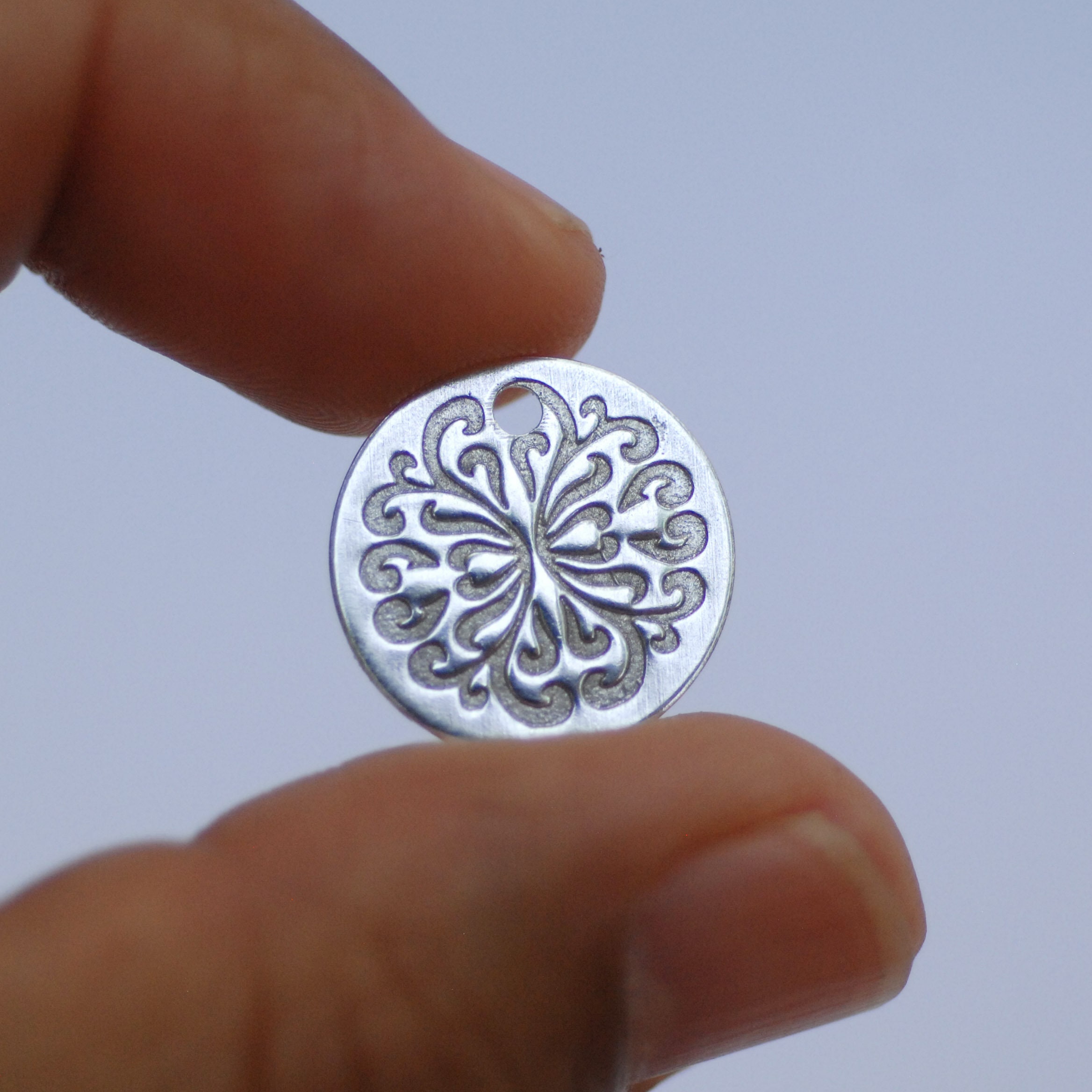 Round Disc Shaped Metal Charms With Holes Sterling Silver | Etsy