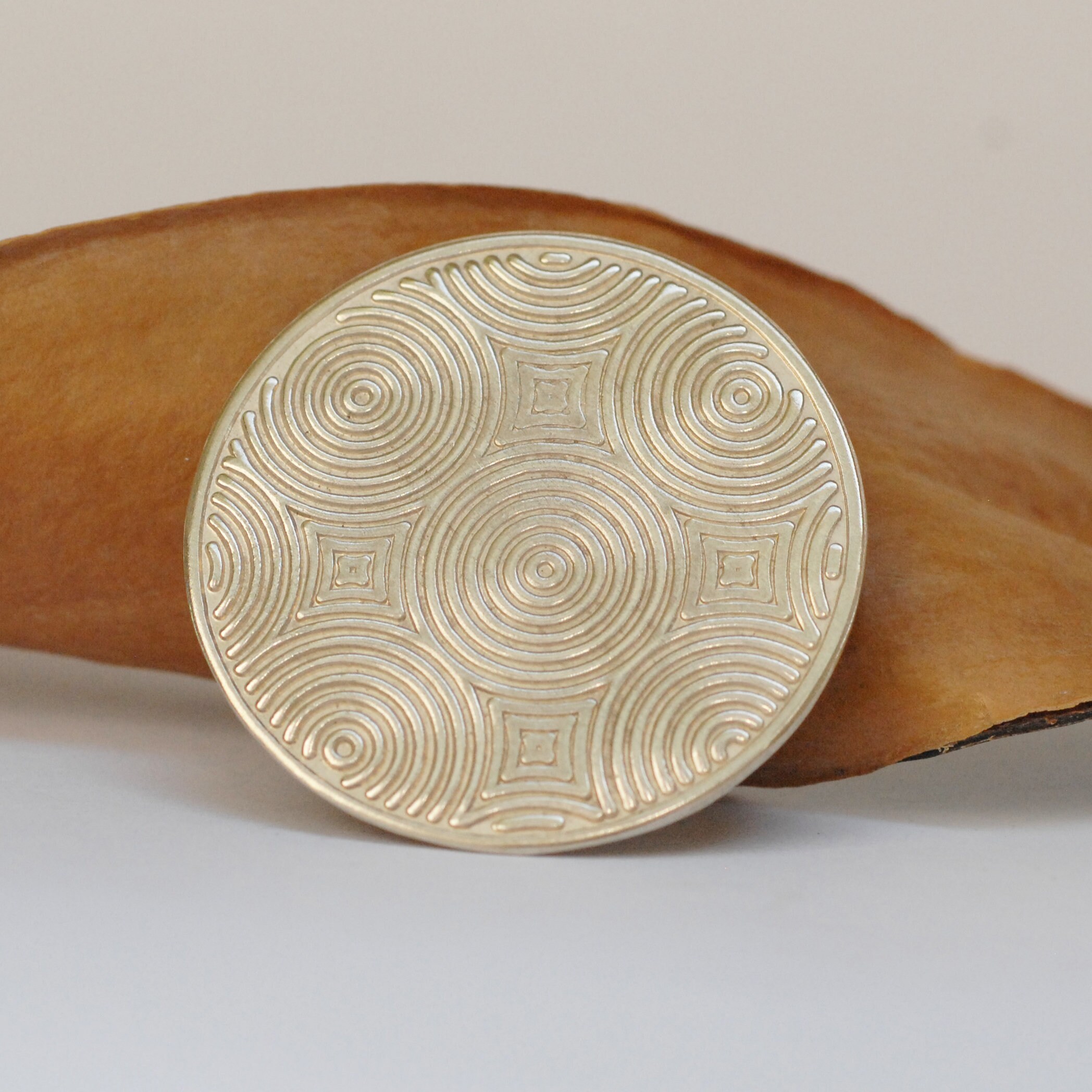 Solid Bronze Textured Round Disc, Patterned Pendant Disk, 1 5/8" 40mm ...
