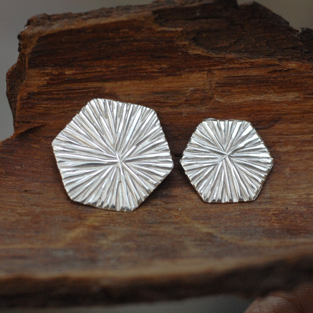 Sterling Silver Hexagon Shapes Radiating Sun Texture 24g 22g 20g 12mm ...