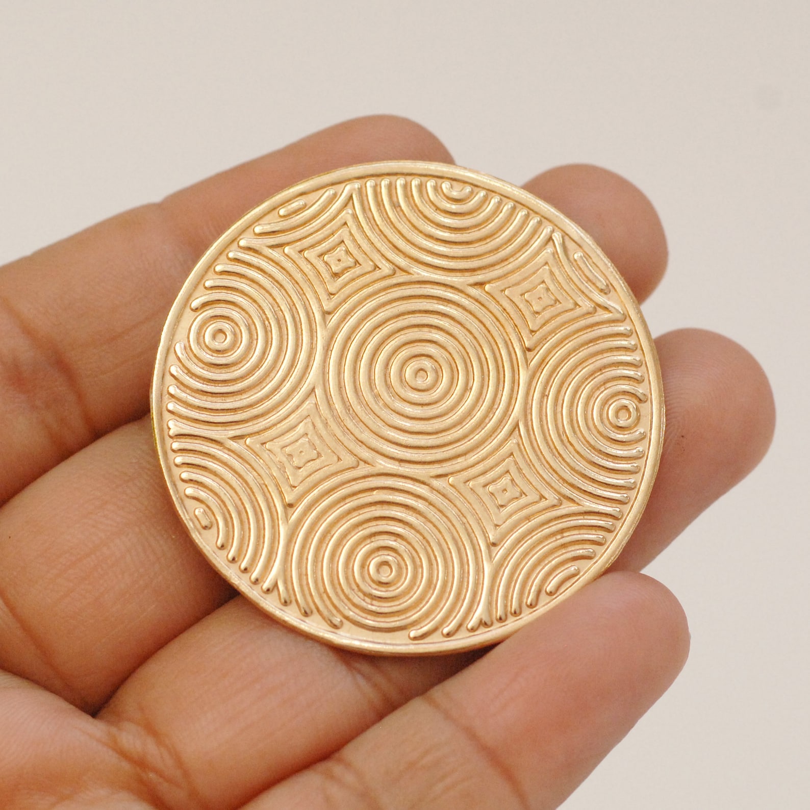 Solid Bronze Textured Round Disc, Patterned Pendant Disk, 1 5/8" 40mm ...