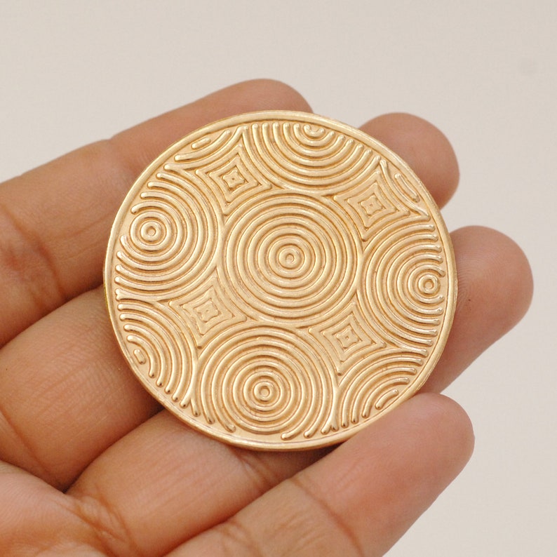 Solid Bronze Textured Round Disc, Patterned Pendant Disk, 1 5/8" 40mm ...