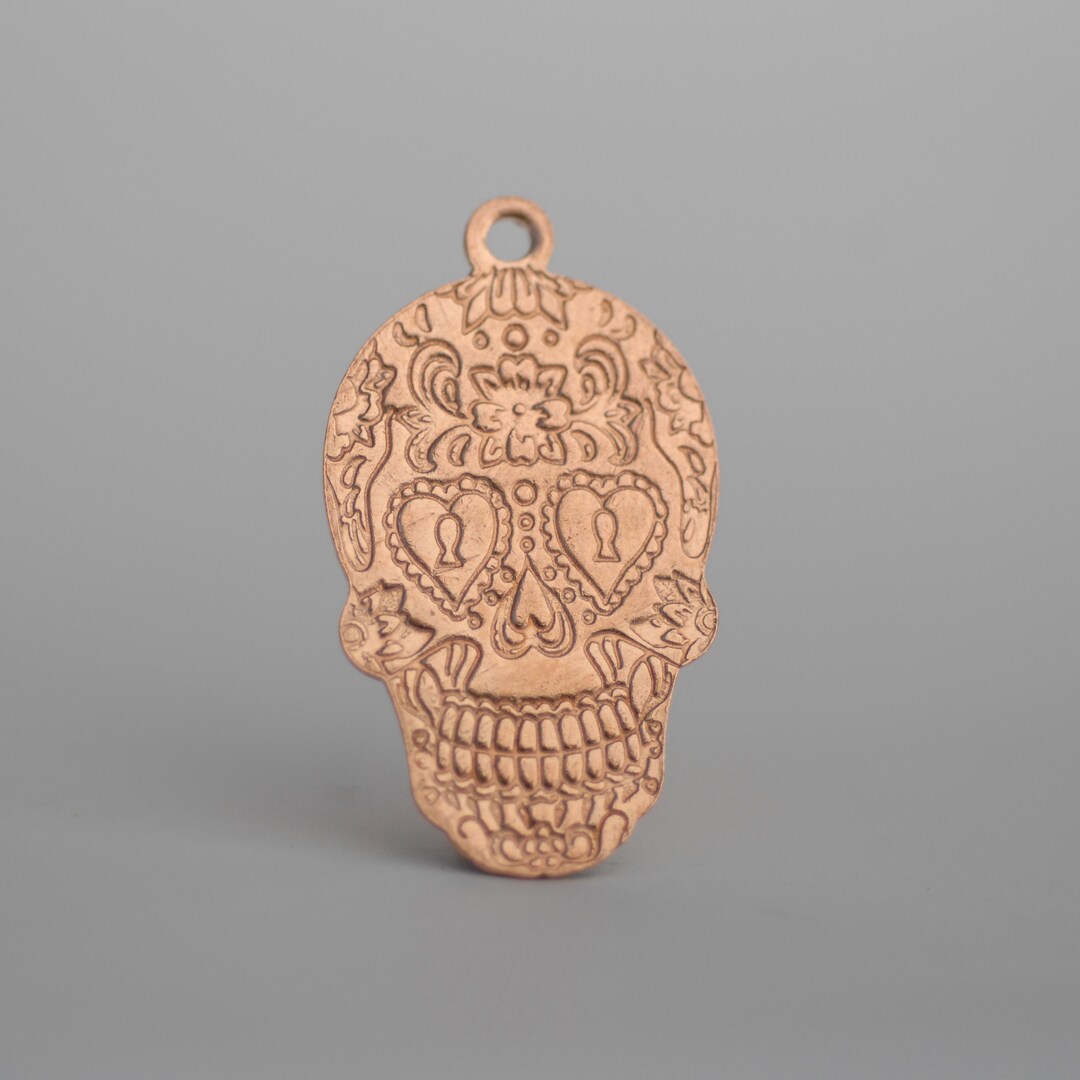 Sugar Skull Keyhole Eyes Pendant Lots of Details Traditional Dia De ...