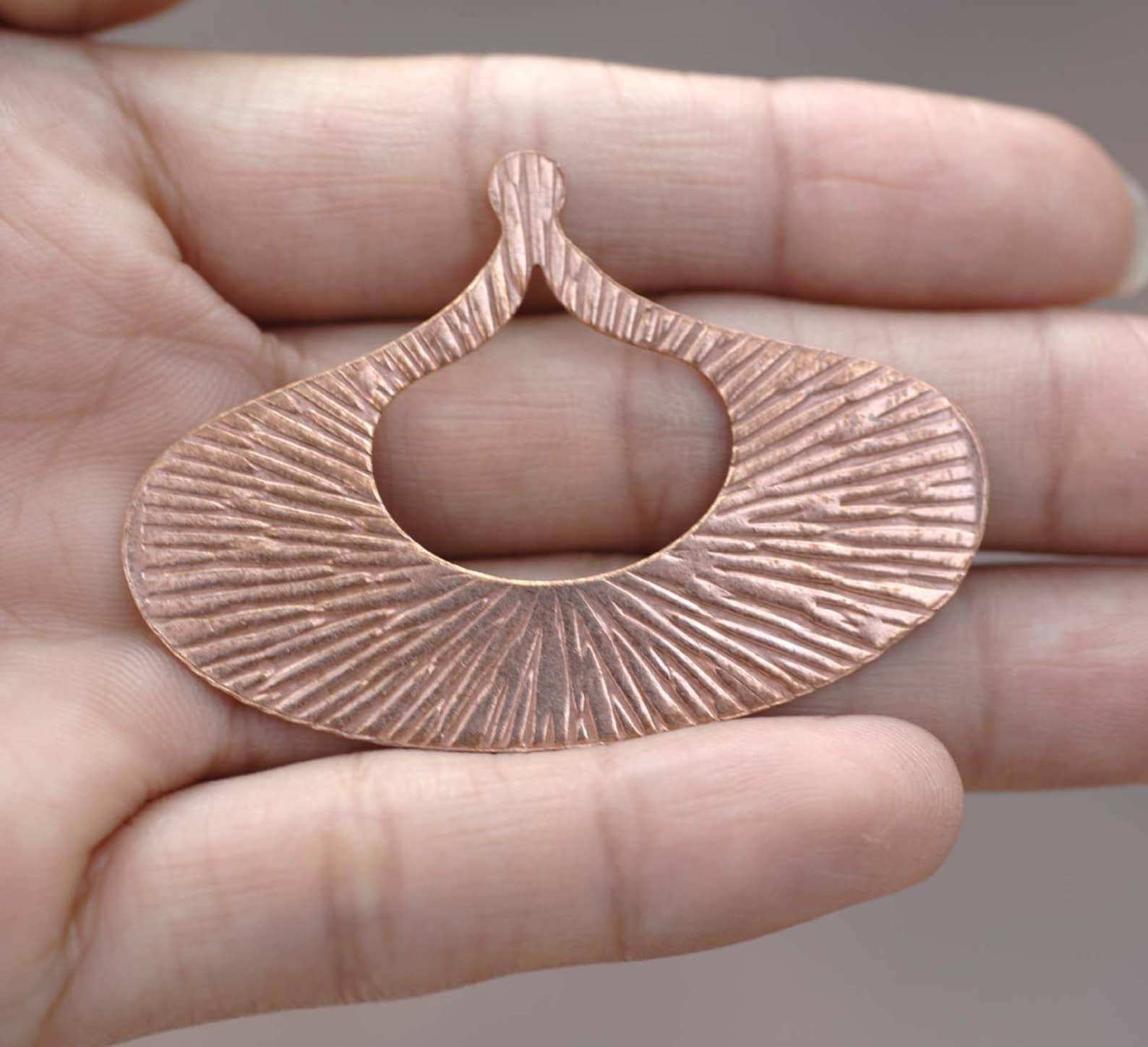 Solid Copper Shapes Radiating Sun Wide Teardrop Hoops Metal - Etsy