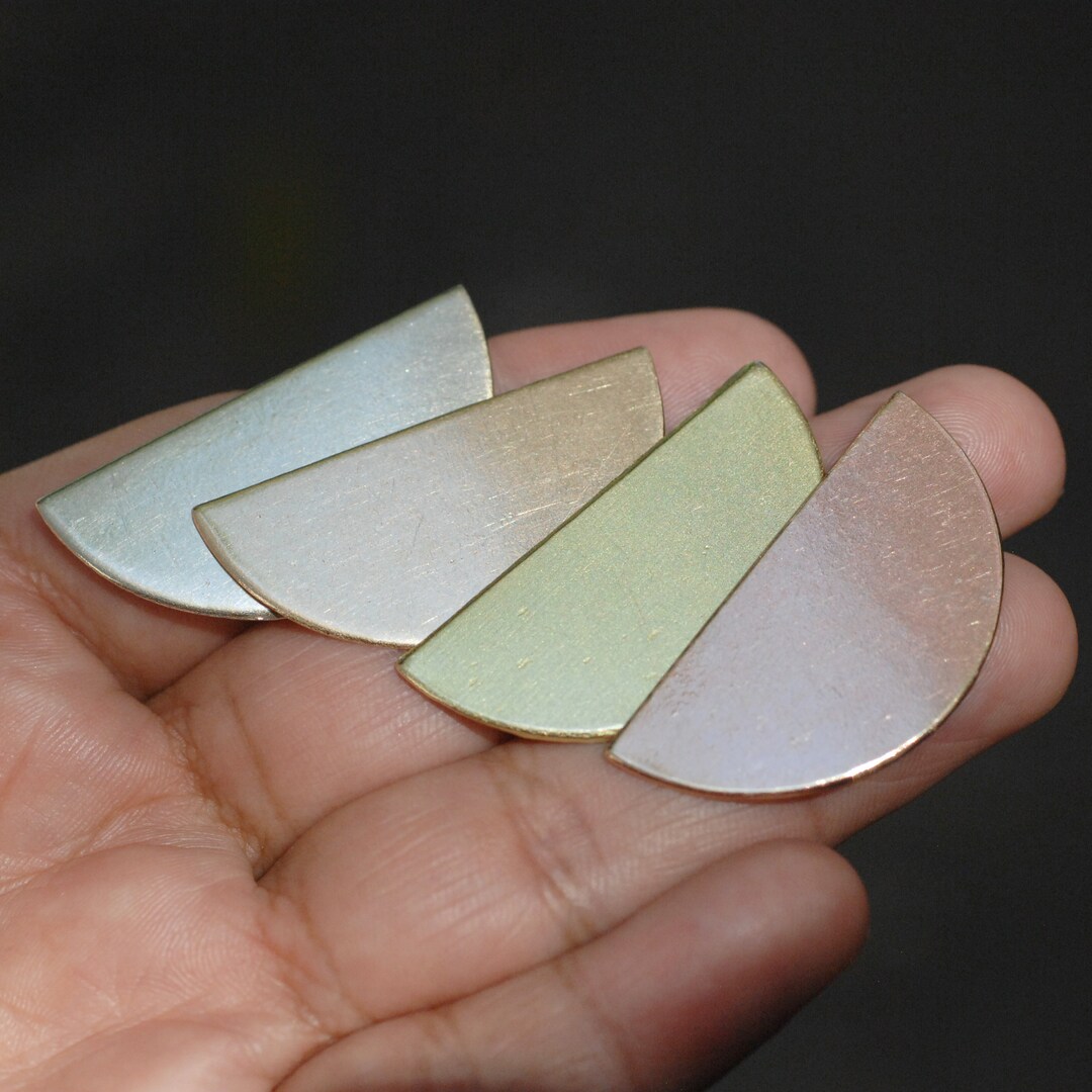 Solid Copper Half Disc Moon Shapes 35mm X 18mm for Enameling Half ...
