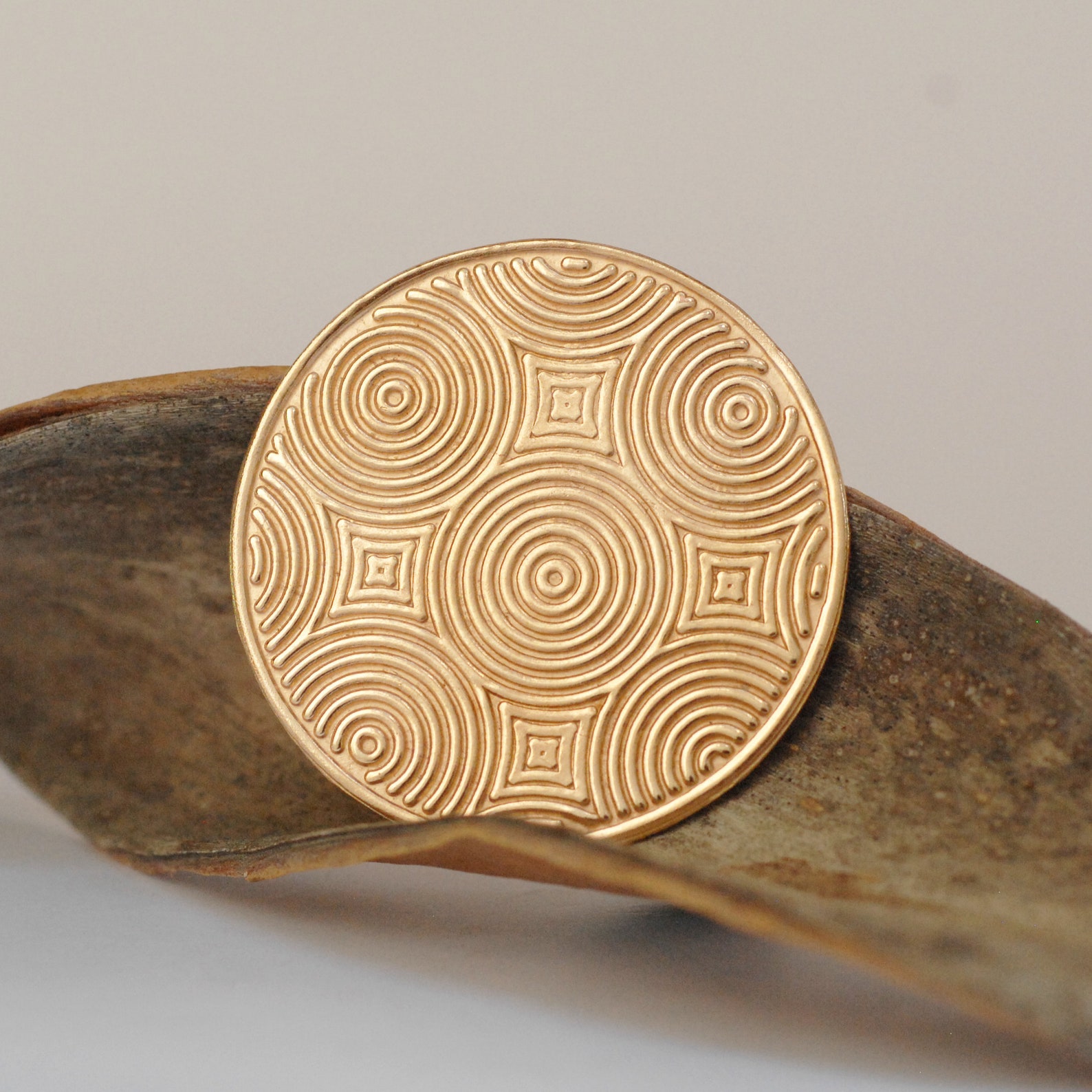 Solid Bronze Textured Round Disc, Patterned Pendant Disk, 1 5/8" 40mm ...
