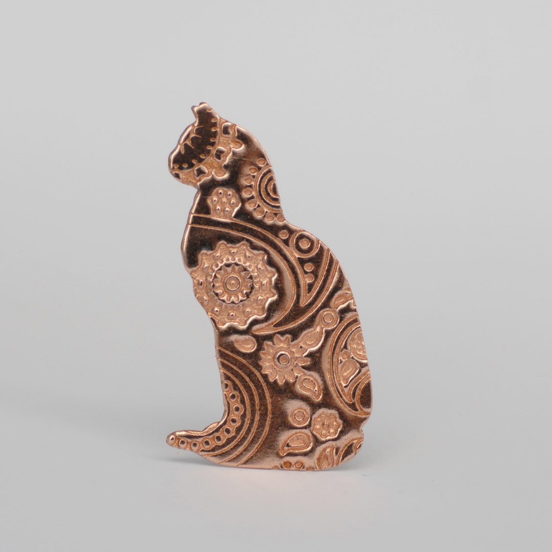 Cats 43mm X 24mm Paisley Cat Shaped 26g Solid Copper Blanks for ...