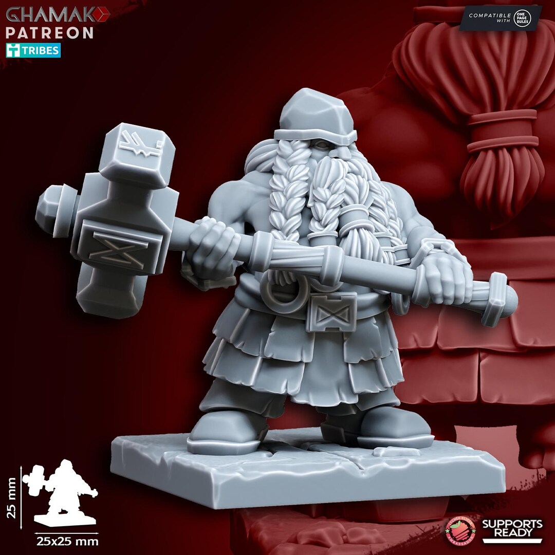 Dwarf Runesmith on Foot, Runelord With Hammer, Old World Proxy, Dwarven ...