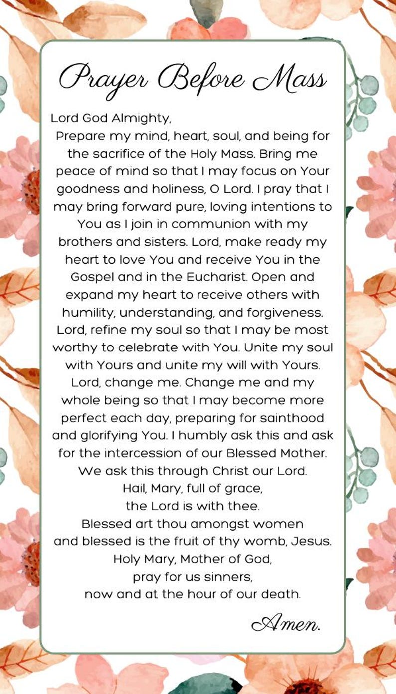 Prayer Before Mass - Etsy