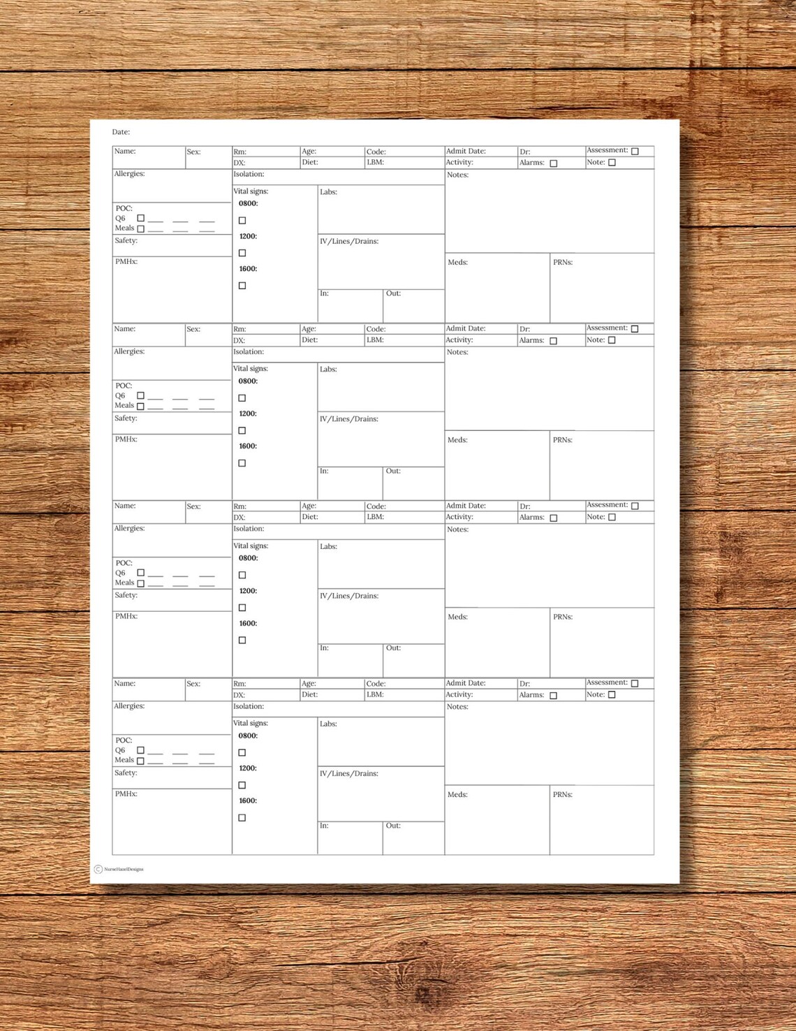 Patient Report Sheet Med Surg Nurse Nursing Student Multi Patient ...