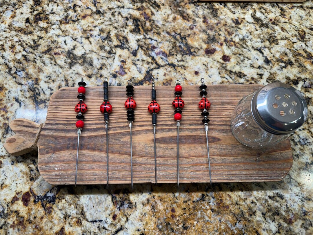 Lady Bugs Custom Beaded Scribe Pick Set for Appetizer, Cocktail ...