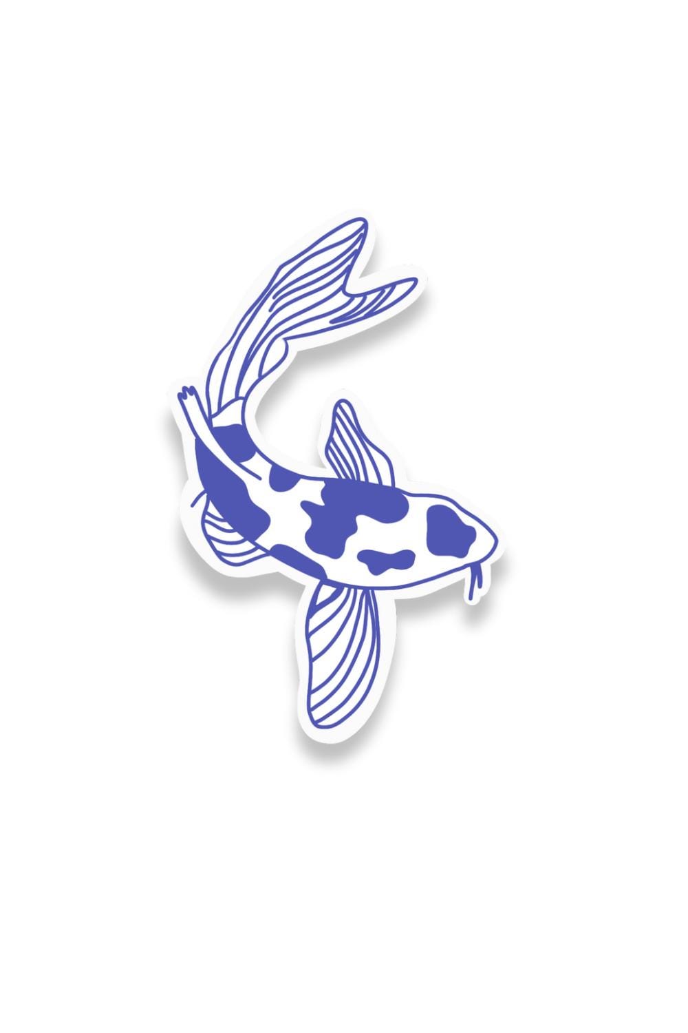 Blue Koi Fish Sticker: Hand-drawn Waterproof Vinyl Decal - Etsy