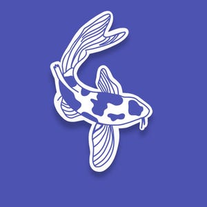 Blue Koi Fish Sticker: Hand-drawn Waterproof Vinyl Decal - Etsy