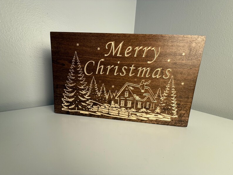 Carved Aspen Wood 'merry Christmas' Sign – Rustic Holiday Cabin Decor ...