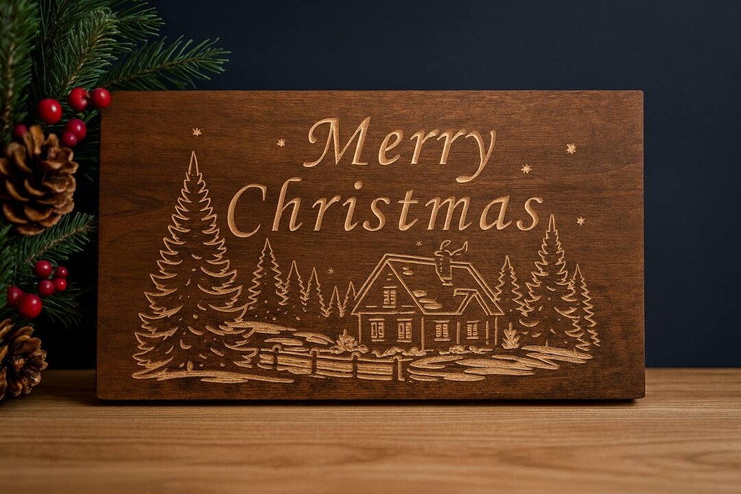 Carved Aspen Wood 'merry Christmas' Sign – Rustic Holiday Cabin Decor ...