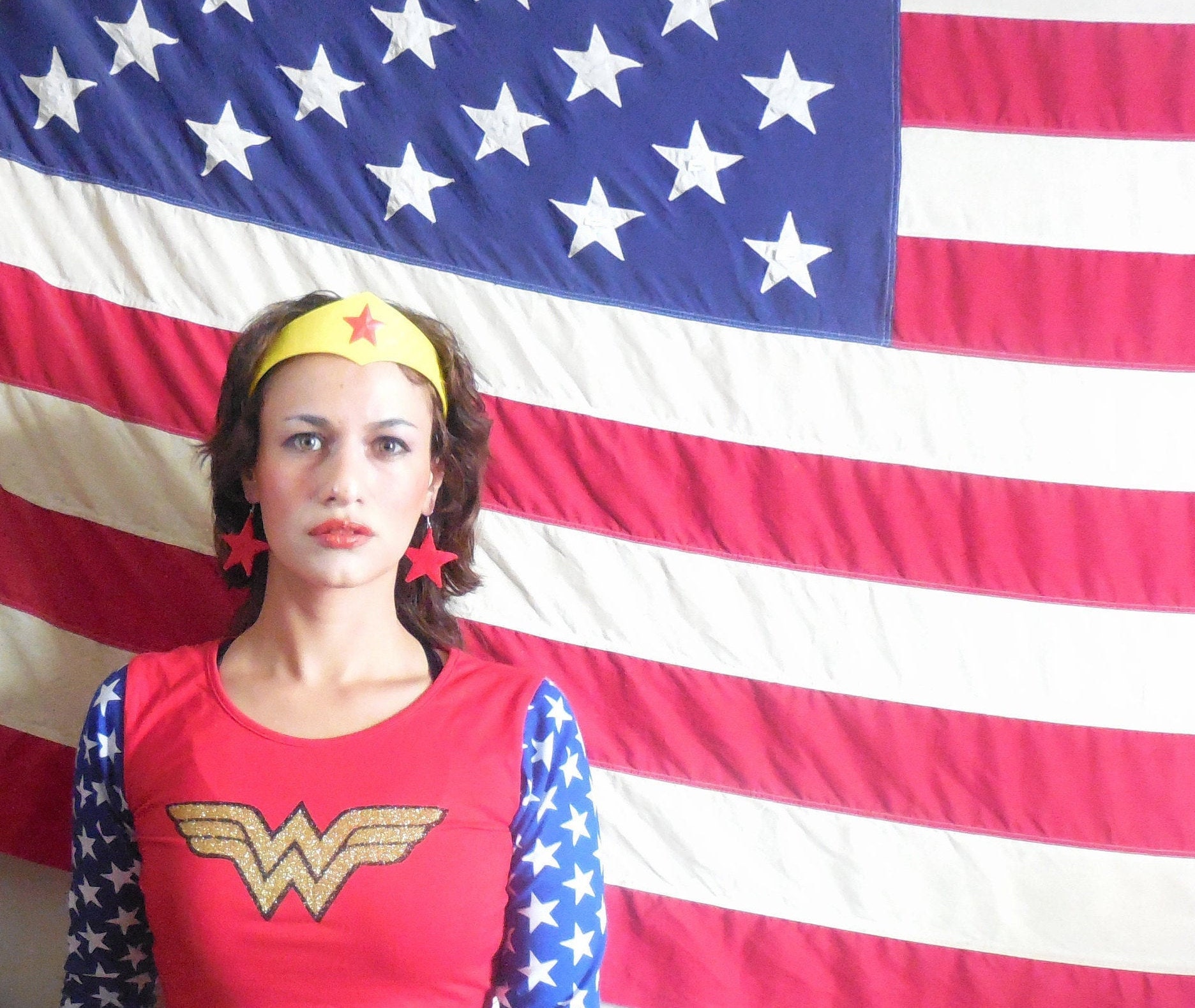 Pendientes Wonder Woman Red Star Pendientes de fieltro - Etsy España