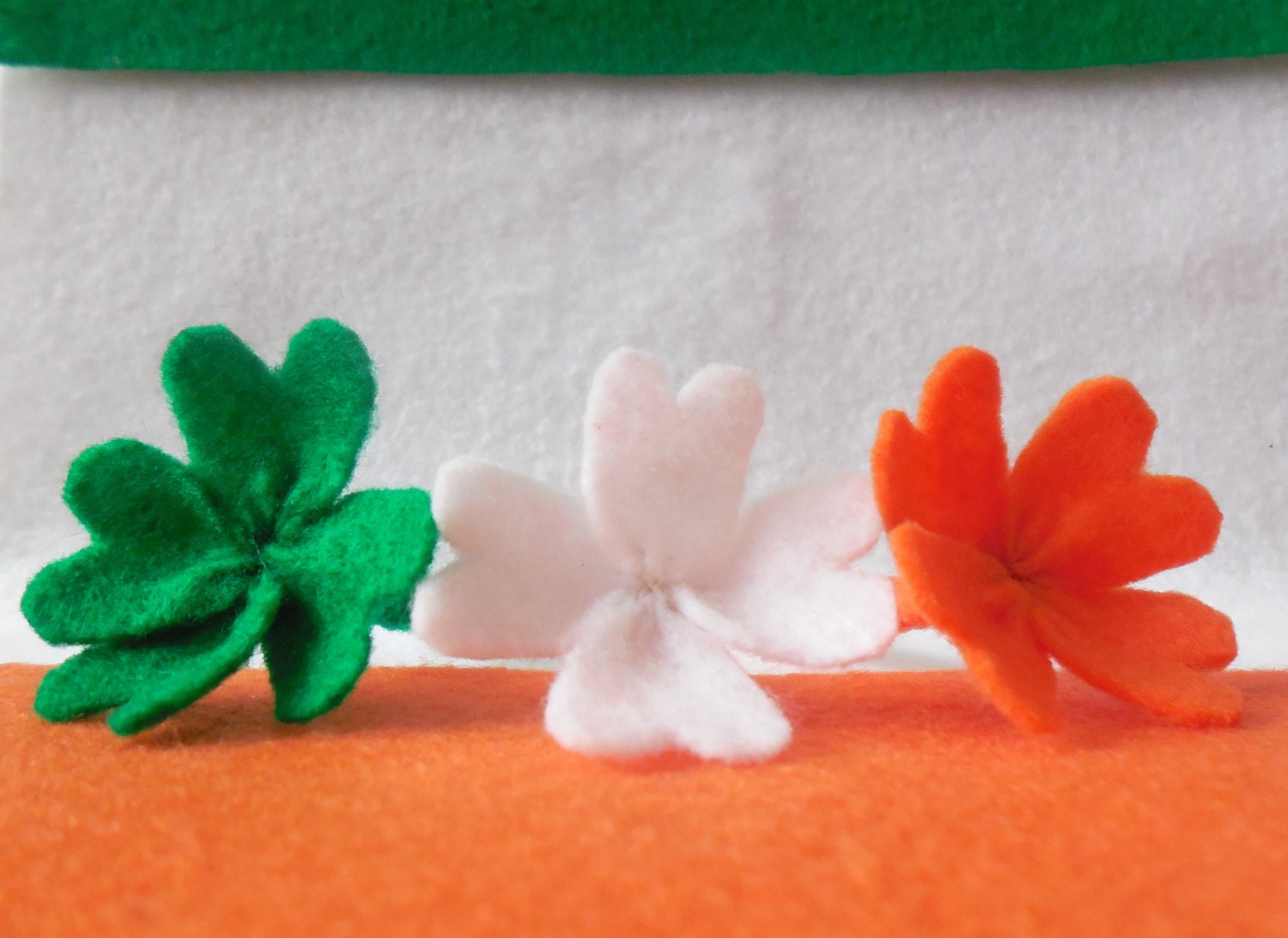 Four Leaf Clovers Tri-color: Green, White, & Orange Clovers Set of 3 ...