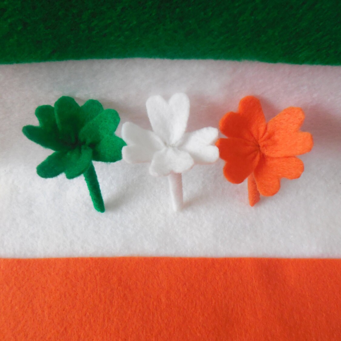 Four Leaf Clovers Tri-color: Green, White, & Orange Clovers Set of 3 ...