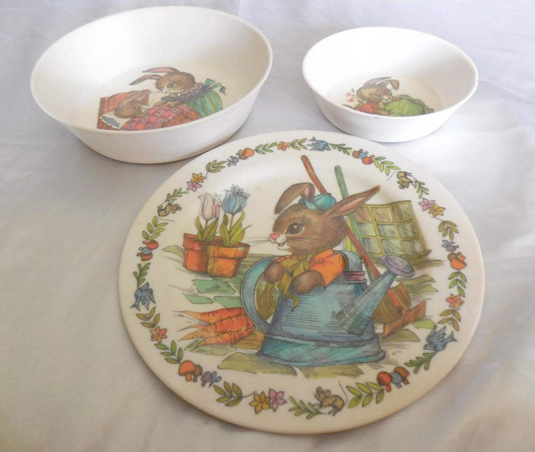 Oneida Peter Rabbit 3 Dish Set * Vintage 1970s Children's Dish Set ...