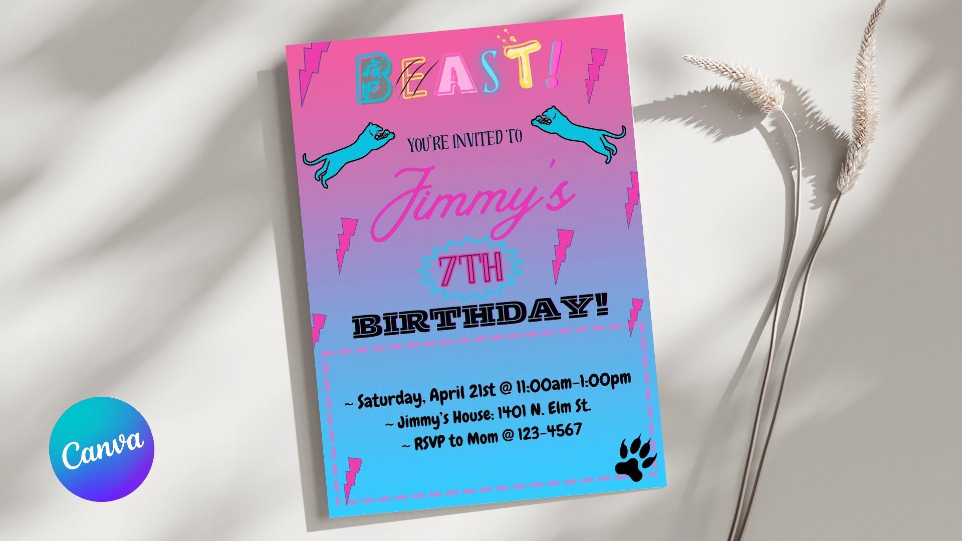 BEAST Birthday Party Invitation - Etsy
