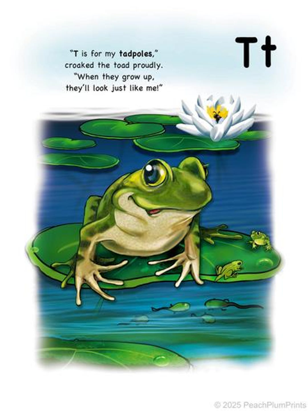 T is for Tadpoles PRINTABLE Toad Art Print, Animal Abcs Prints ...