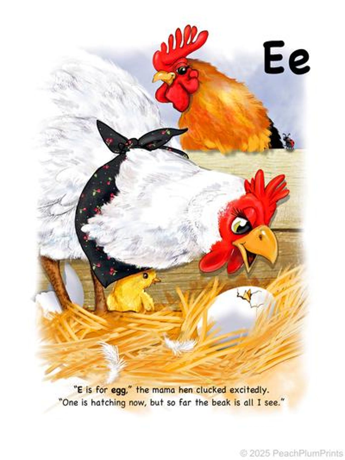 E is for Egg PRINTABLE Hen Art Print, Animal Abcs Prints, Alphabet Wall ...