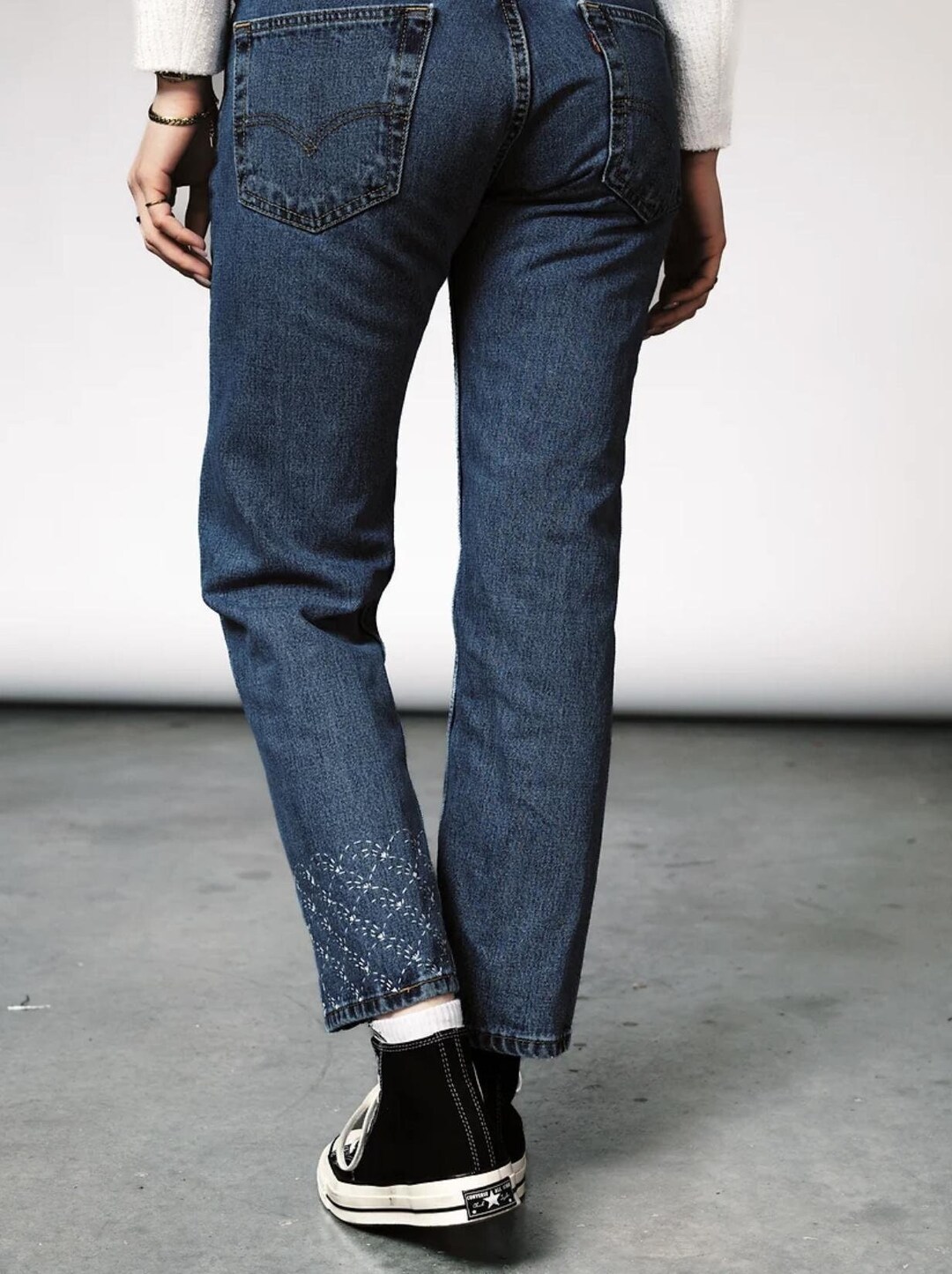 Levi's 505 Jeans + Sashiko Stitching // Red Tab Denim Zipper Fly Sz 30 ...