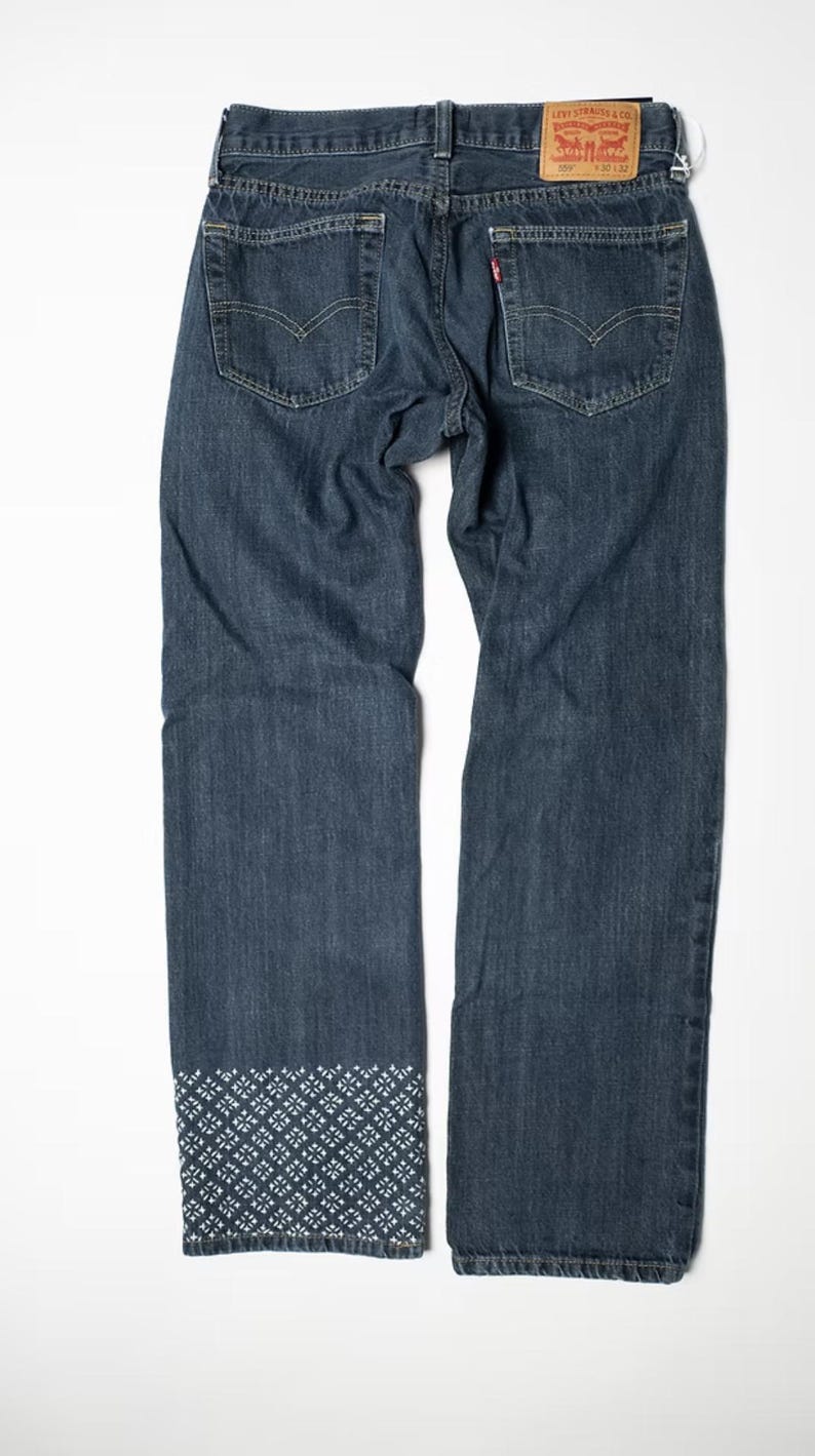 Levi's 559 + Sashiko Stitching // Vintage Red Tab Denim Jeans, Dark ...