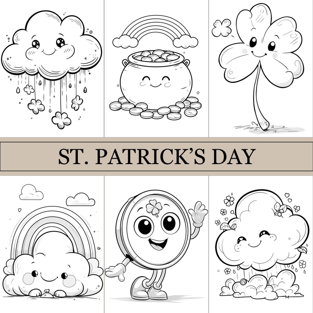 St. Patricks's Day Coloring Book, Cute Coloring Pages, Cozy Book for ...