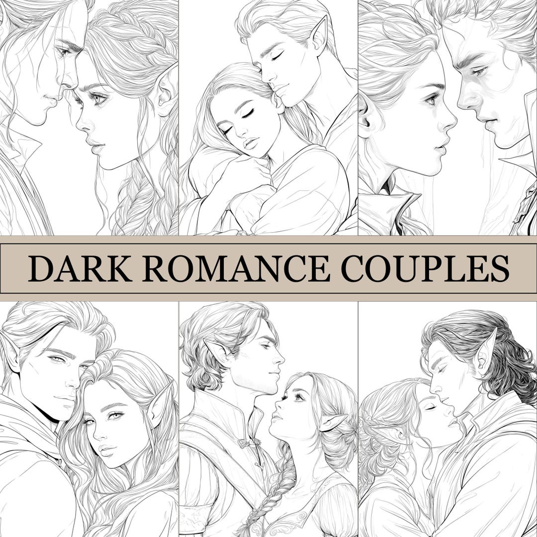Fantasy Dark Romanse Couples Coloring Book, Cute Coloring Pages, Anime ...
