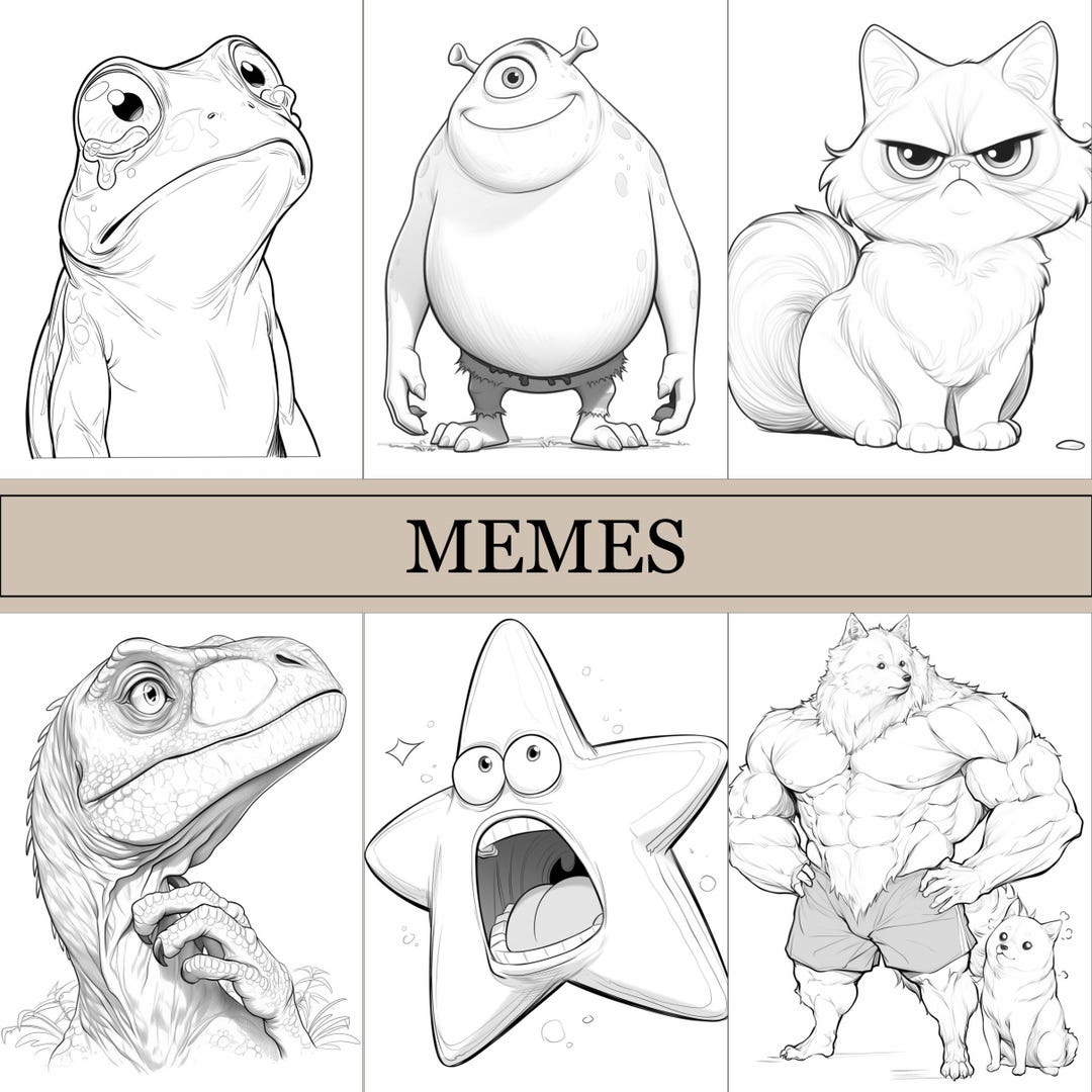 Memes Coloring Book, Cute Coloring Pages, Cozy Book for Adults and Kids ...