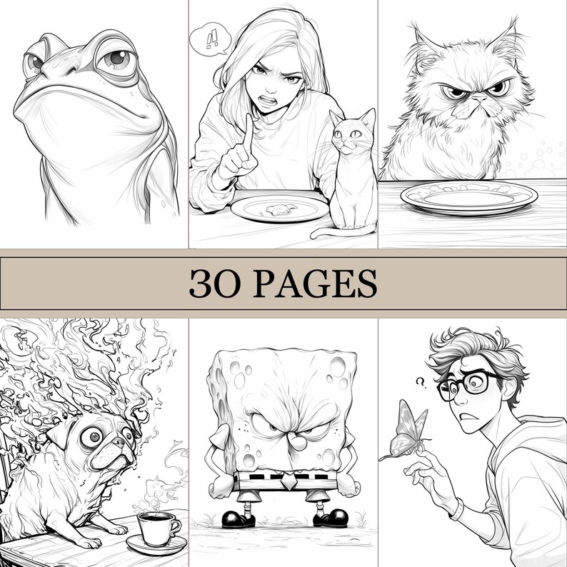 Memes Coloring Book, Cute Coloring Pages, Cozy Book for Adults and Kids ...