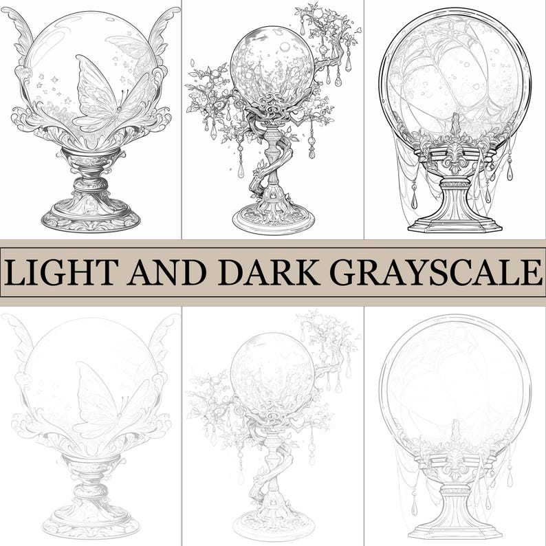 Crystal Ball Coloring Book, Cute Coloring Pages, Cozy Book for Adults ...